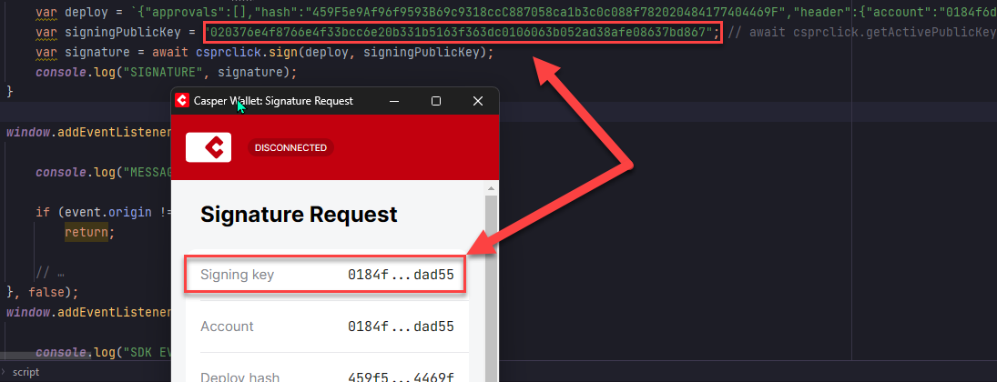 Casper Wallet | Signature request | Wrong signing key shown · Issue #528 · make-software/casper ...