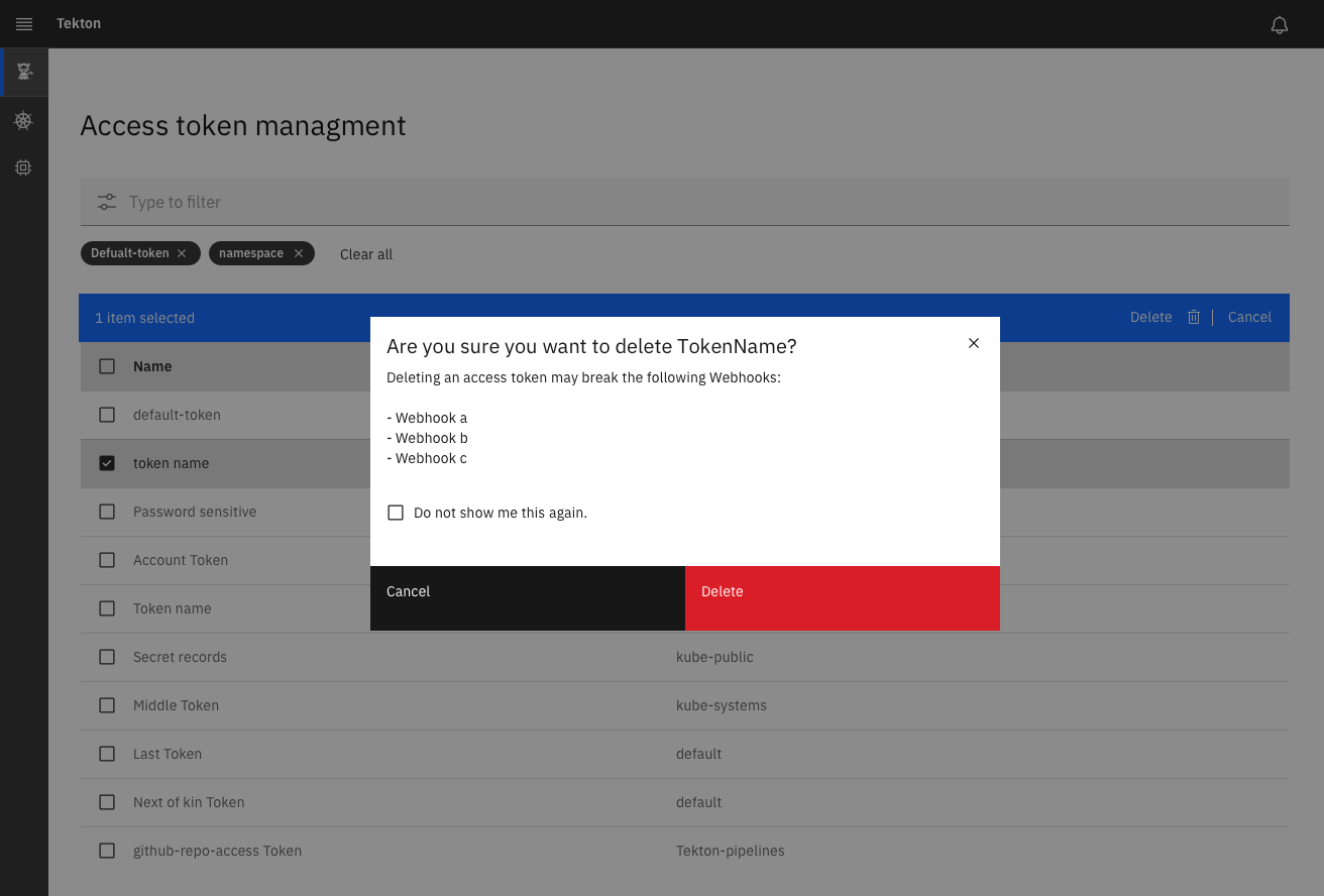 Dashboard UI Implementation for Access Token Management · Issue #773 · tektoncd/dashboard · GitHub
