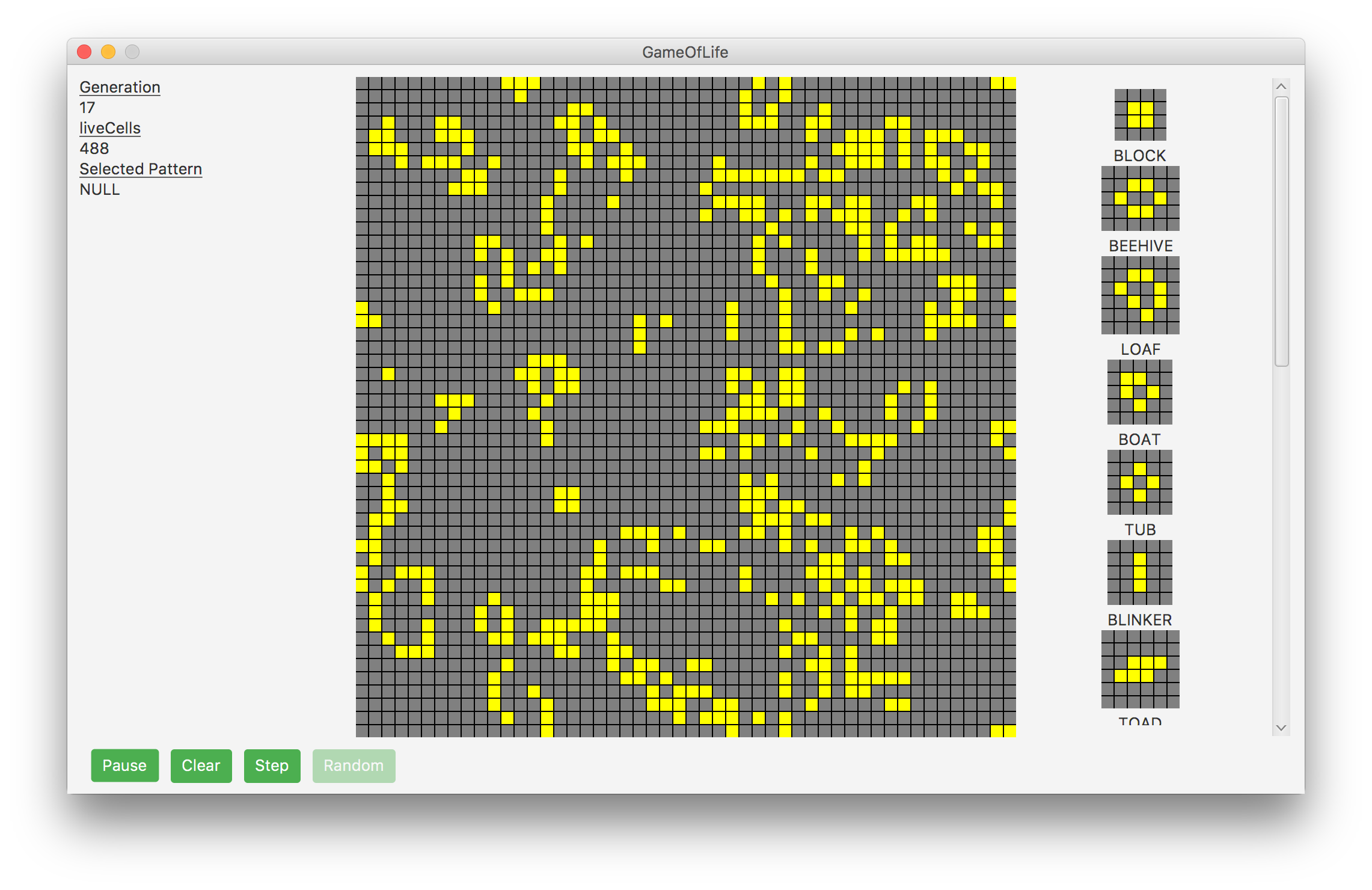 GitHub - junhongwang418/GameOfLife: Project: Create a GameOfLife simulator using JavaFX