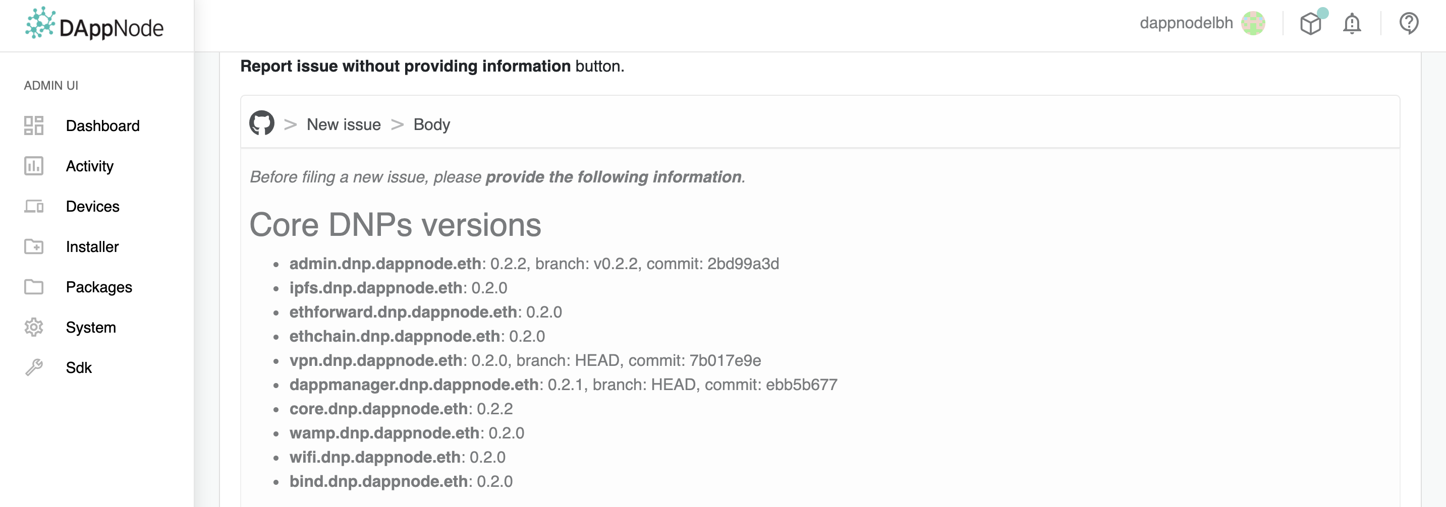 0 2 0 Update Warning Appears Still When Upddating From 0 2 X To 0 2 Y · Issue 274 · Dappnode
