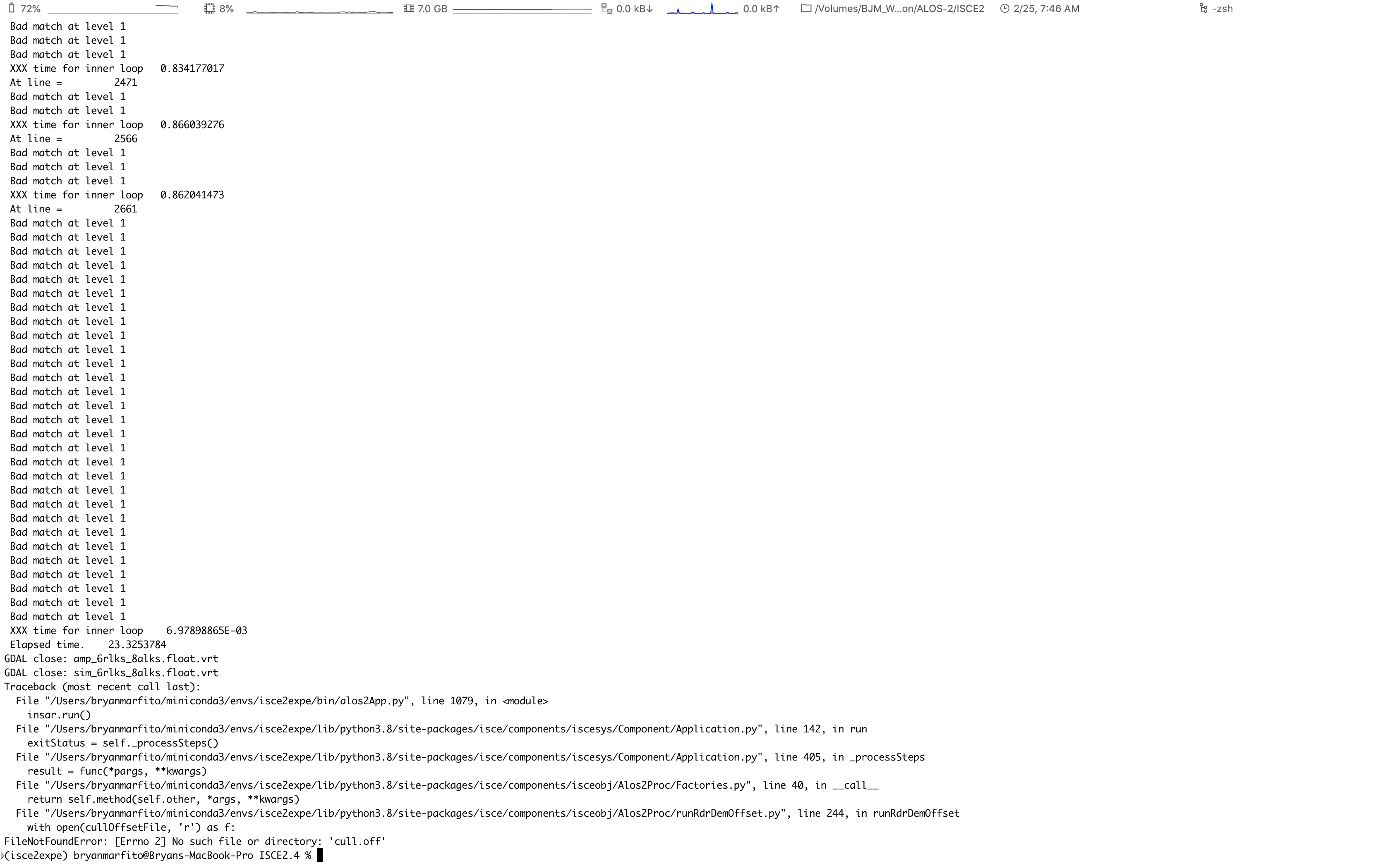 Processing stopped during the rdrdem_offset stage · Issue #239 · isce-framework/isce2 · GitHub