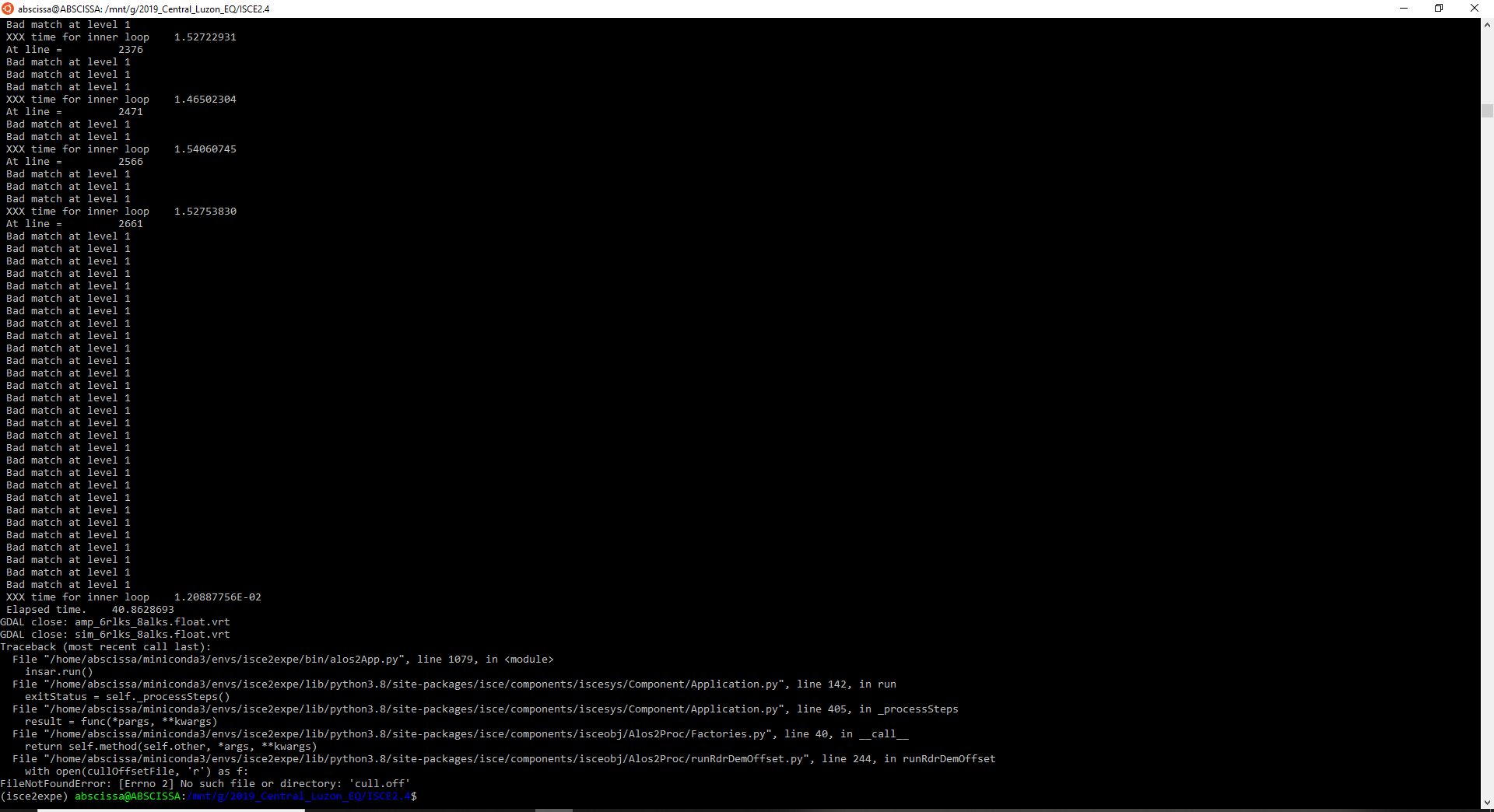Processing stopped during the rdrdem_offset stage · Issue #239 · isce-framework/isce2 · GitHub