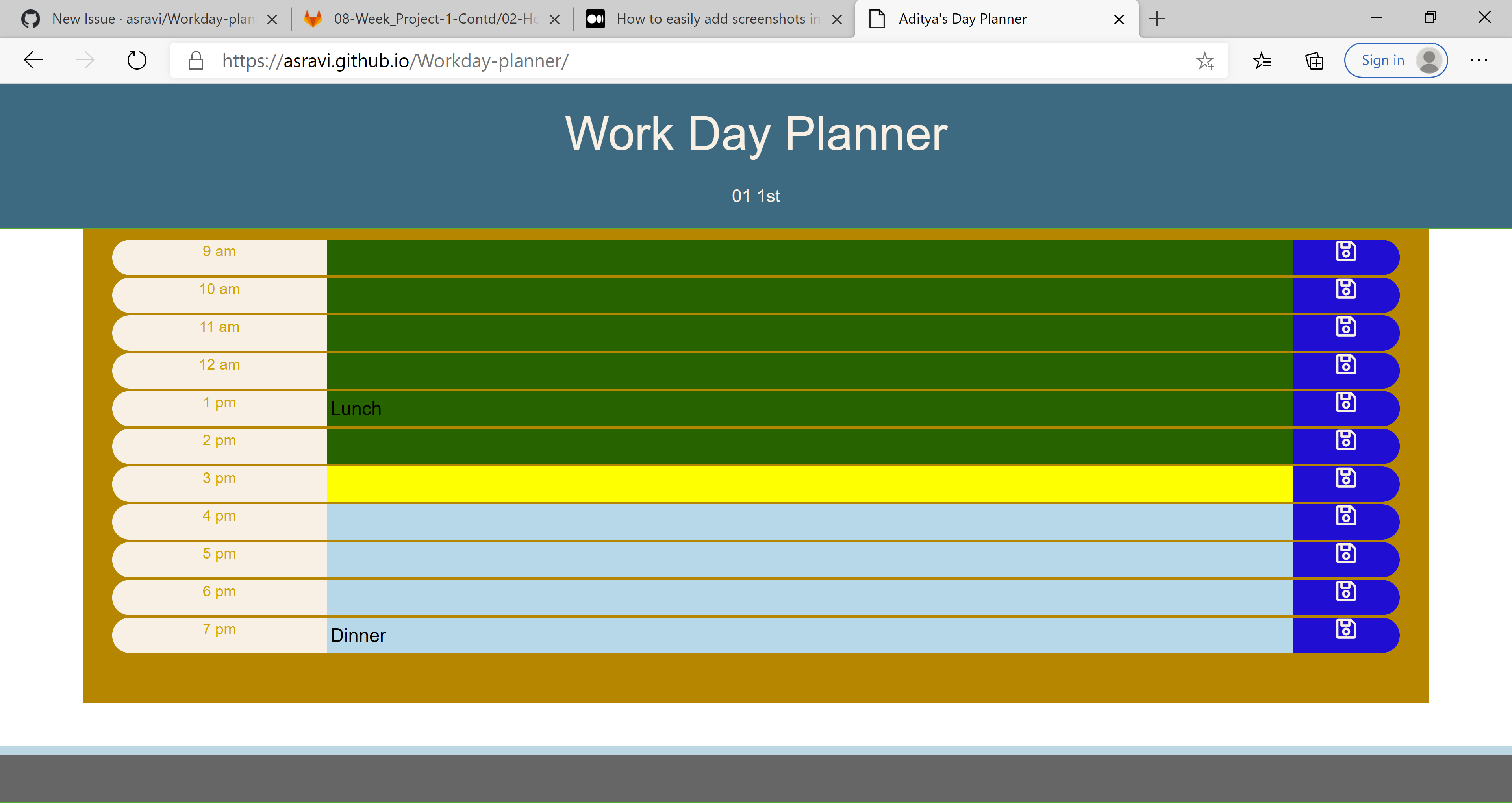GitHub - asravi/Workday-planner: Creates a day planner application for ...