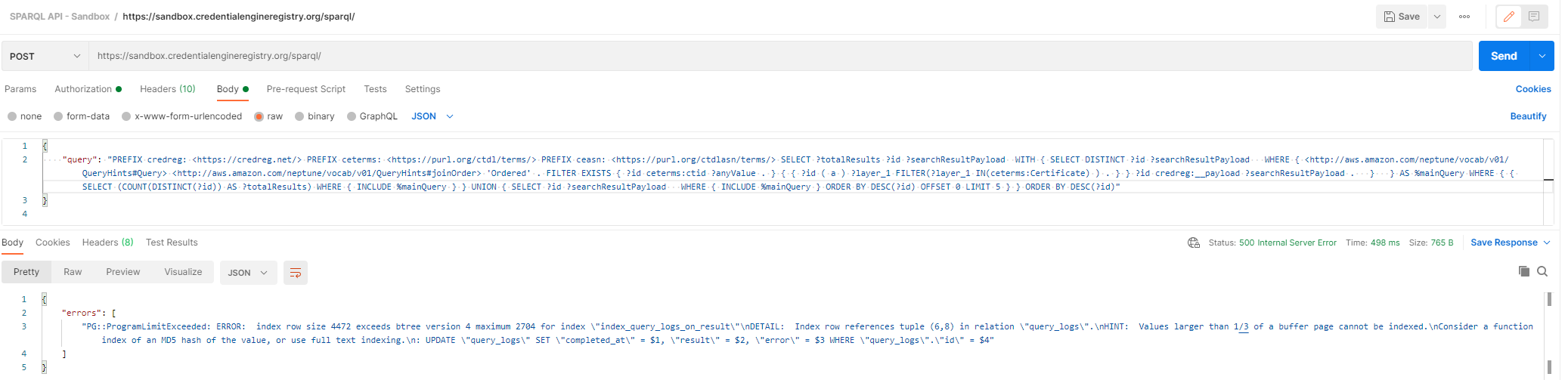 Sandbox SPARQL is broken · Issue #458 · CredentialEngine/CredentialRegistry · GitHub