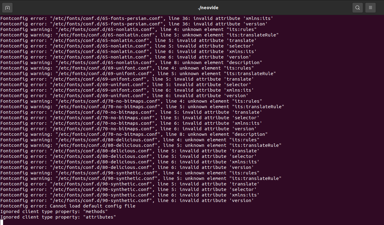 Fontconfig error: Cannot load default config file · Issue #465 · neovide/neovide · GitHub