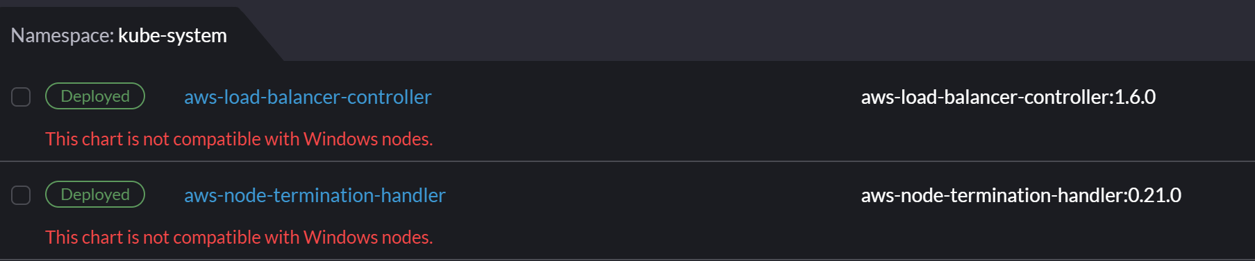 This chart is not compatible with Windows nodes. · Issue #9883 · rancher/dashboard · GitHub