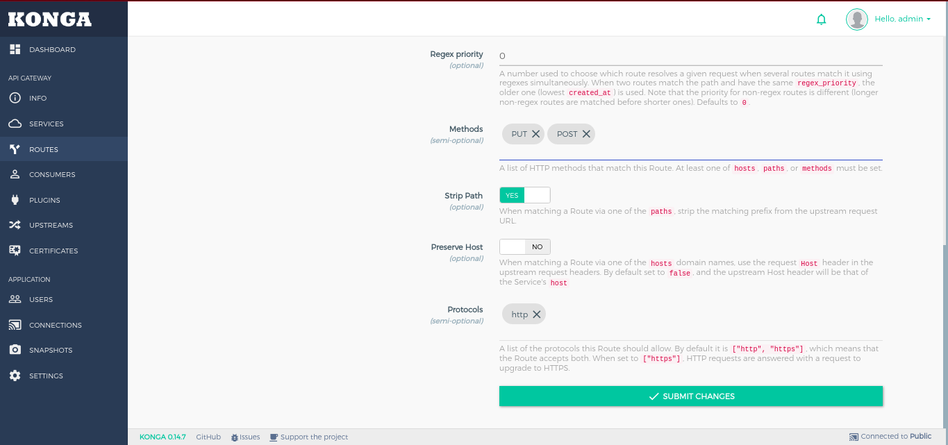 Unable to update anything in route using Konga admin user. · Issue #534 · pantsel/konga · GitHub