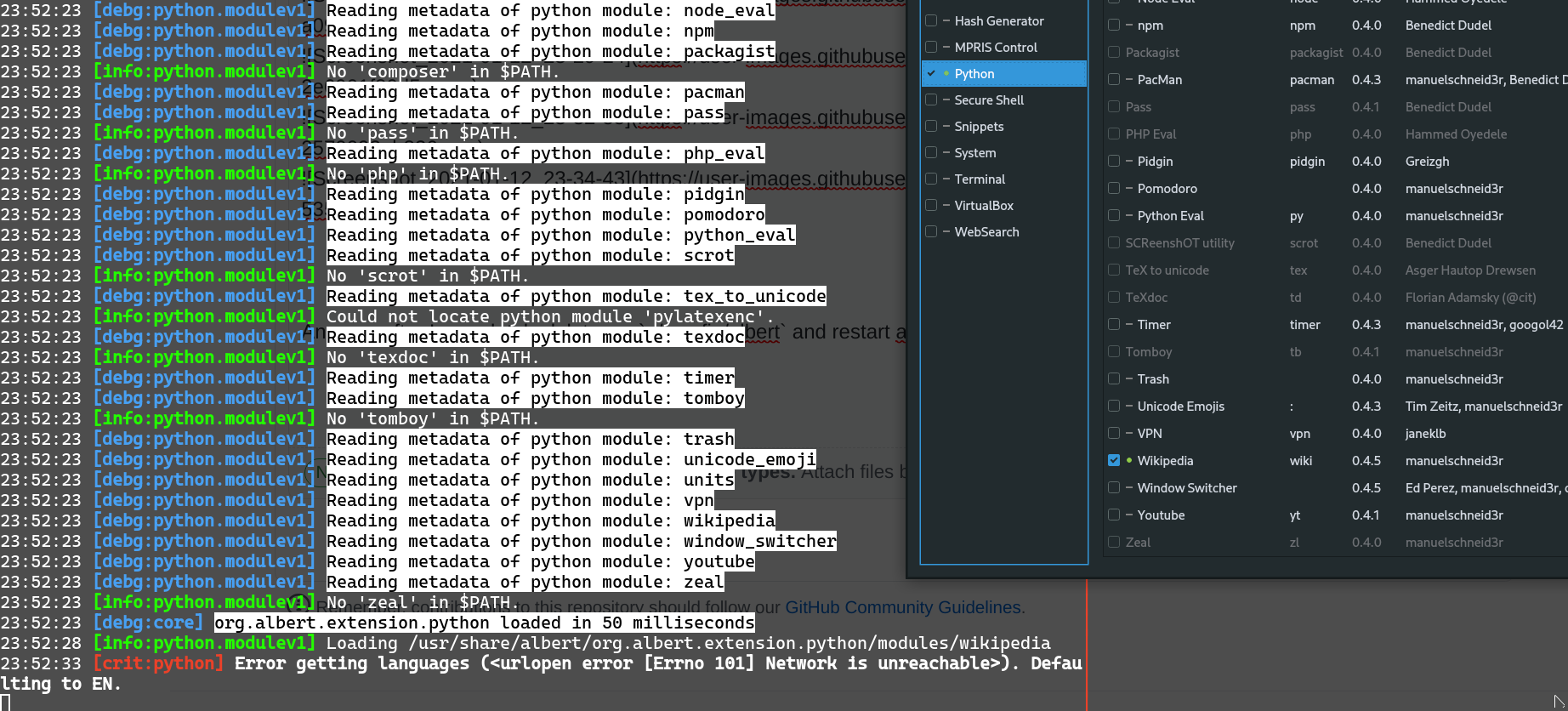 Checking Wikipedia extension will freeze Albert · Issue #975 · albertlauncher/albert · GitHub