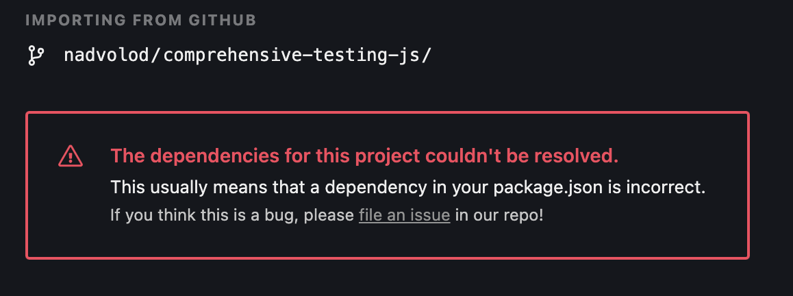 Dependencies for this project couldn't be resolved · Issue #1778 · stackblitz/core · GitHub