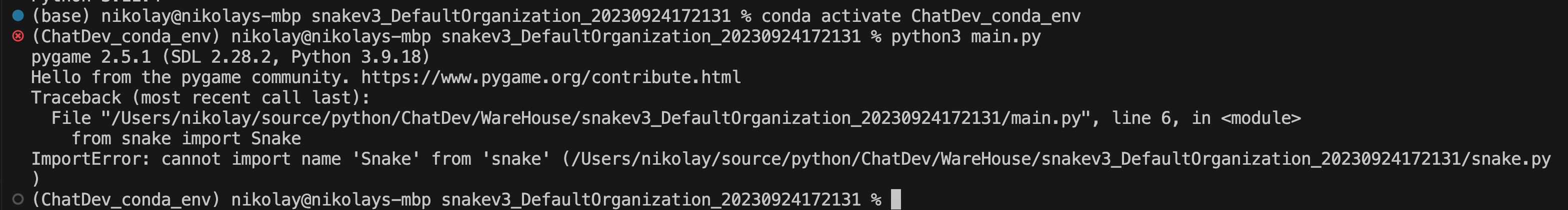 ImportError: cannot import name 'Snake' from 'snake' · Issue #93 · OpenBMB/ChatDev · GitHub