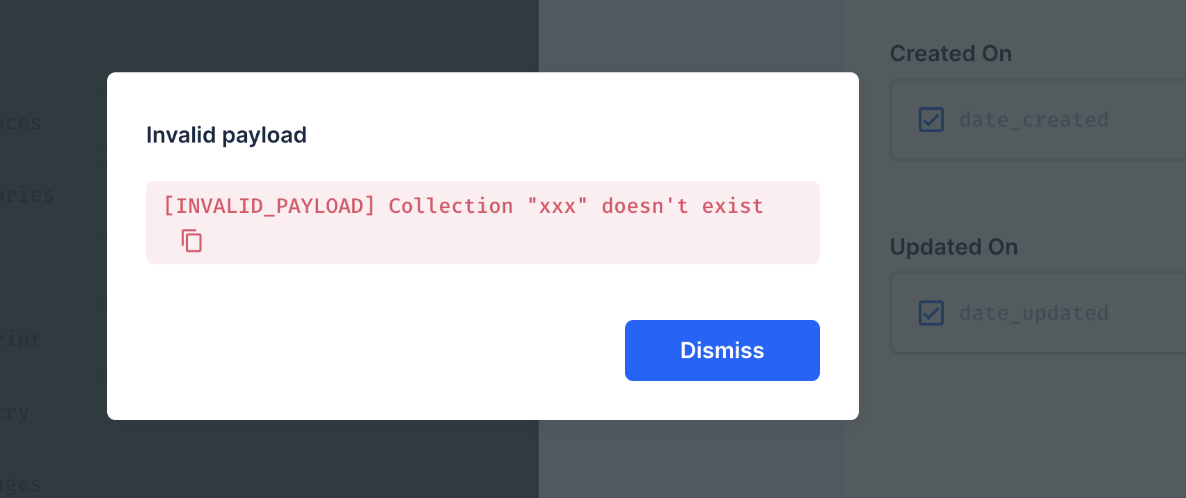 Error message `collection xxx doesn't exist` displayed when creating a new collection · Issue ...