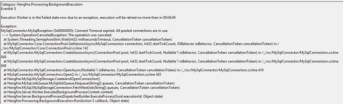 Connect Timeout Expired All Pooled Connections Are In Use · Issue 1071 · Mysql Net