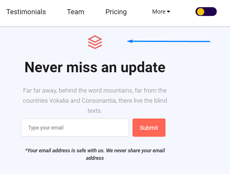 Dark mode hides icon in 'Never miss an update' section · Issue #923 · zero-to-mastery/Keiko-Corp ...