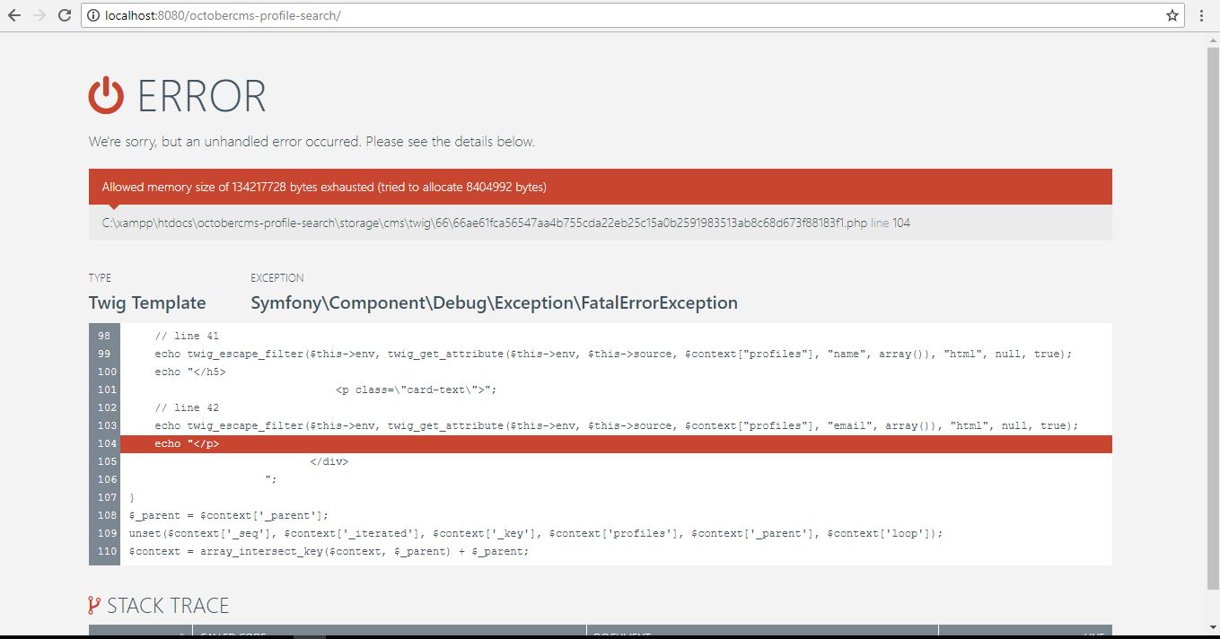 RE: Allowed memory size of 134217728 bytes exhausted (tried to allocate ...