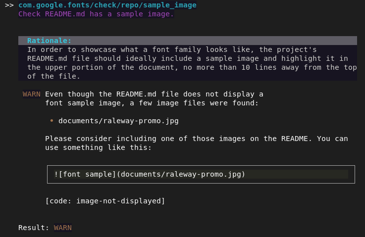 Add Check Repo Readme Has Sample Image Inline · Issue 2898 · Fonttools Fontbakery · Github