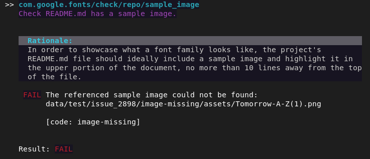 Add Check Repo Readme Has Sample Image Inline · Issue 2898 · Fonttools Fontbakery · Github