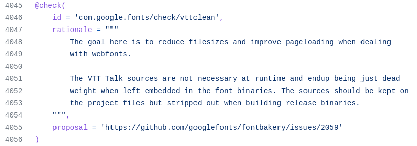 new check: Font binaries should not contain VTT Talk sources · Issue #2059 · fonttools ...