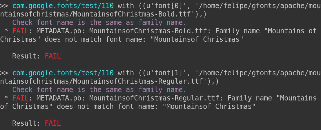 Failure to handle font family with 3 words in it · Issue #1489 · fonttools/fontbakery · GitHub