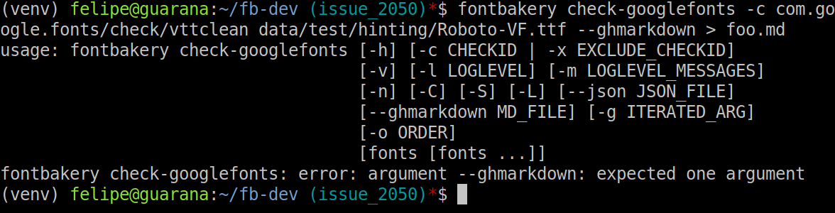 Print message after outputing markdown report · Issue #2050 · fonttools/fontbakery · GitHub