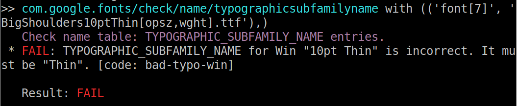 TYPOGRAPHIC_SUBFAMILY_NAME for Win is incorrect. It must be "Thin" · Issue #2607 · fonttools ...