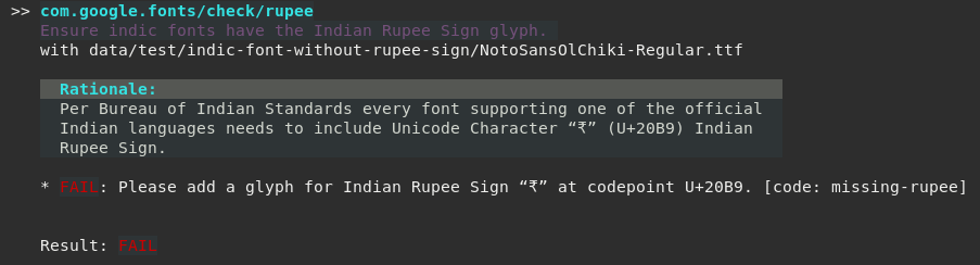 Could you add a Rupee Sign check for the indic fonts and fail if there's none? · Issue #2967 ...