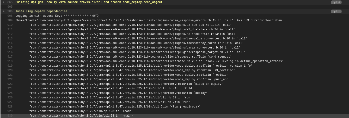 CodeDeploy provider "Aws::S3::Errors::Forbidden" error with dpl 1.8.46 but not dpl 1.8.45 ...