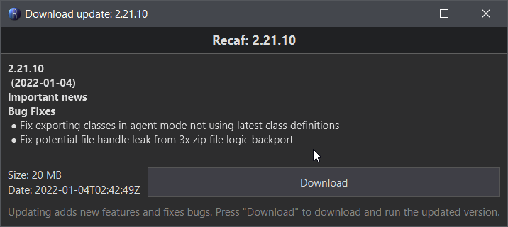 Internal update prompt does not show "Important News" piece · Issue #448 · Col-E/Recaf · GitHub