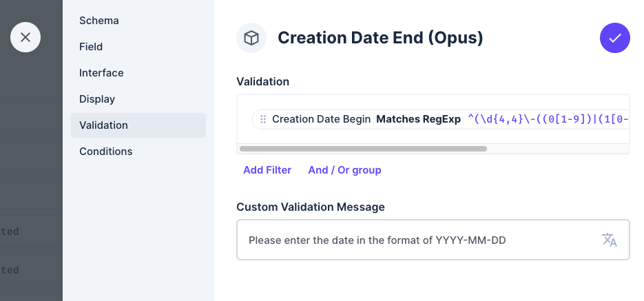 [Data Model View] Validation with RegEx not working properly · Issue #13982 · directus/directus ...