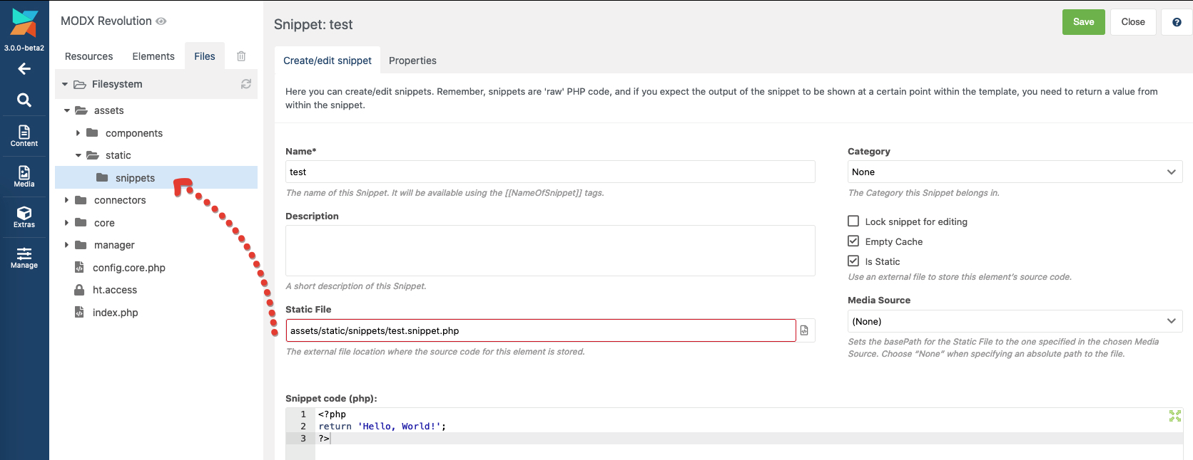 А static element can't be saved · Issue #15927 · modxcms/revolution · GitHub