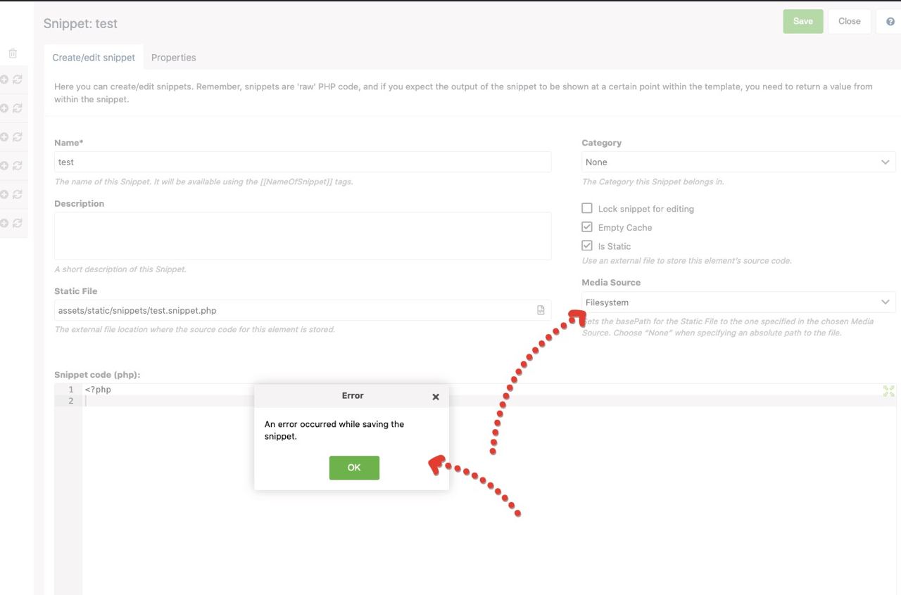 А static element can't be saved · Issue #15927 · modxcms/revolution · GitHub
