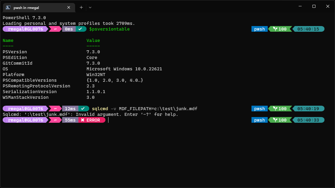 Parameter invalid when it contains a colon. Works prior to 7.3.0 ...