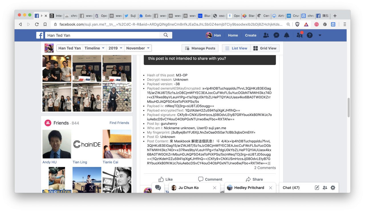 [Bug] Unable to decrypt... · Issue #394 · DimensionDev/Maskbook · GitHub