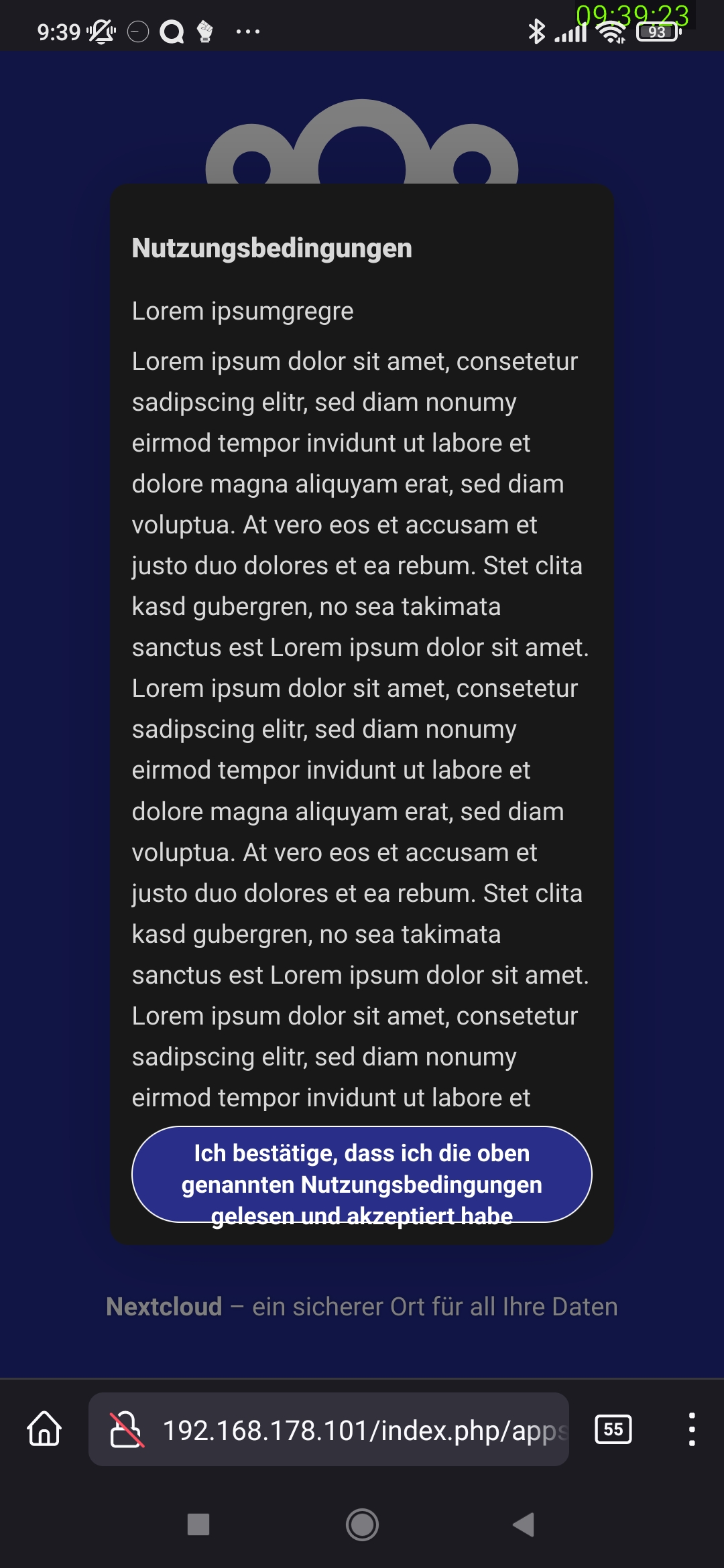 Registration integration: Android Browsers using dark theme present headline and links in a ...