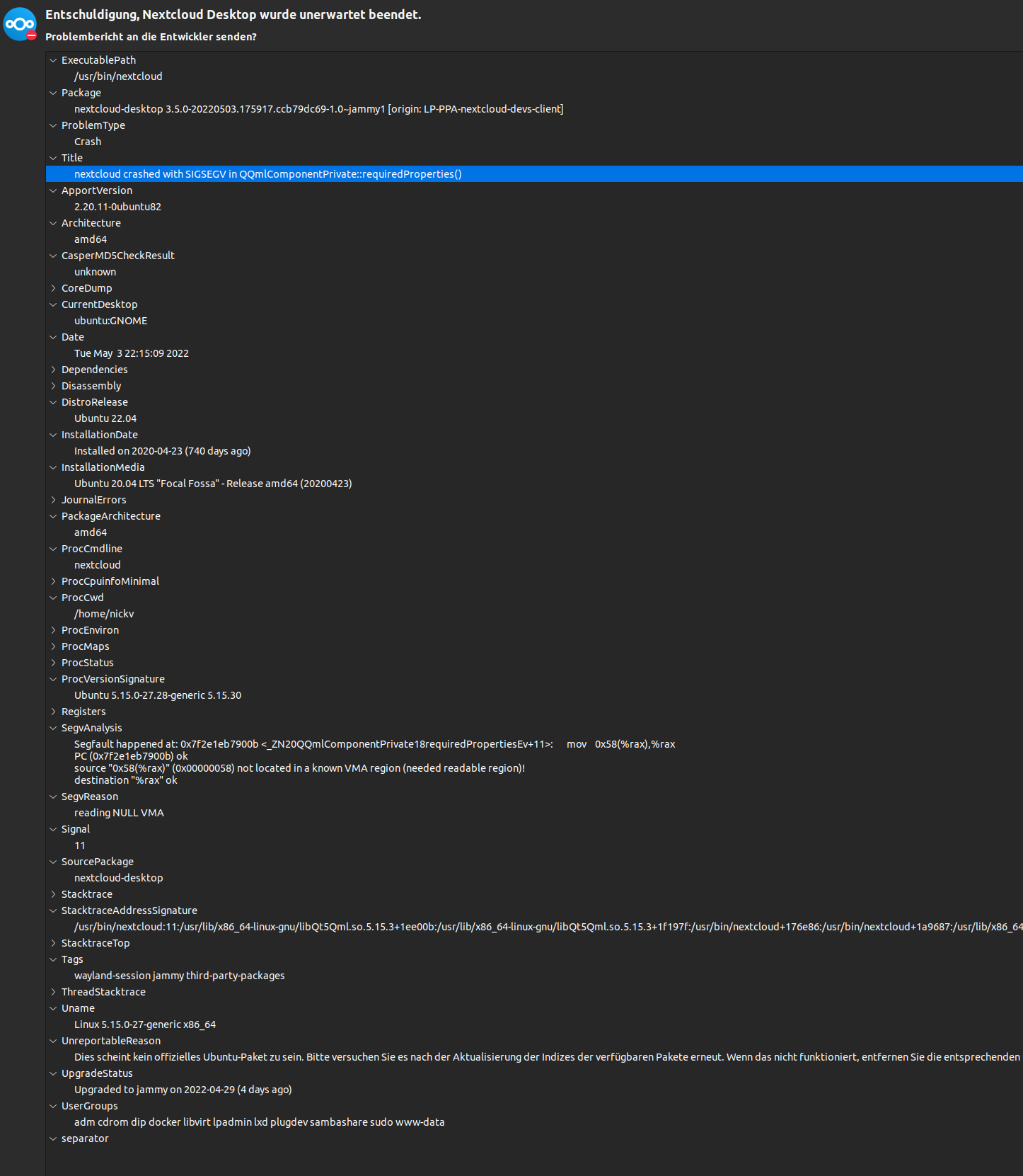 [Bug]: Desktop client crashes on Talk notification · Issue #4479 · nextcloud/desktop · GitHub