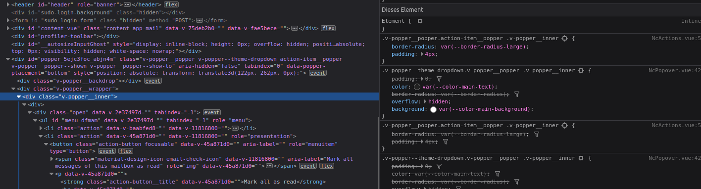 Actions in ListItem are not styled like in AppNavigationItem · Issue #3109 · nextcloud-libraries ...