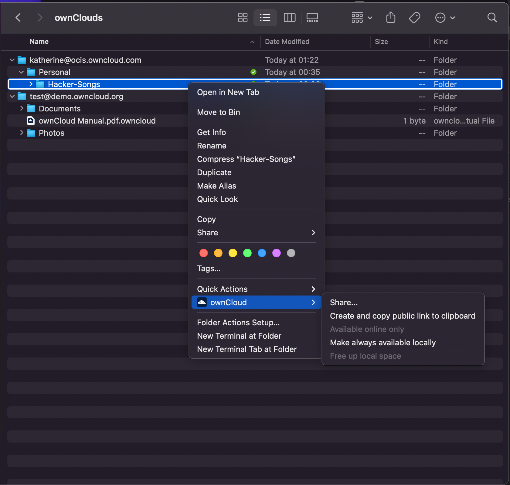 [Mac] Display context menu for sync roots · Issue #10056 · owncloud/client · GitHub