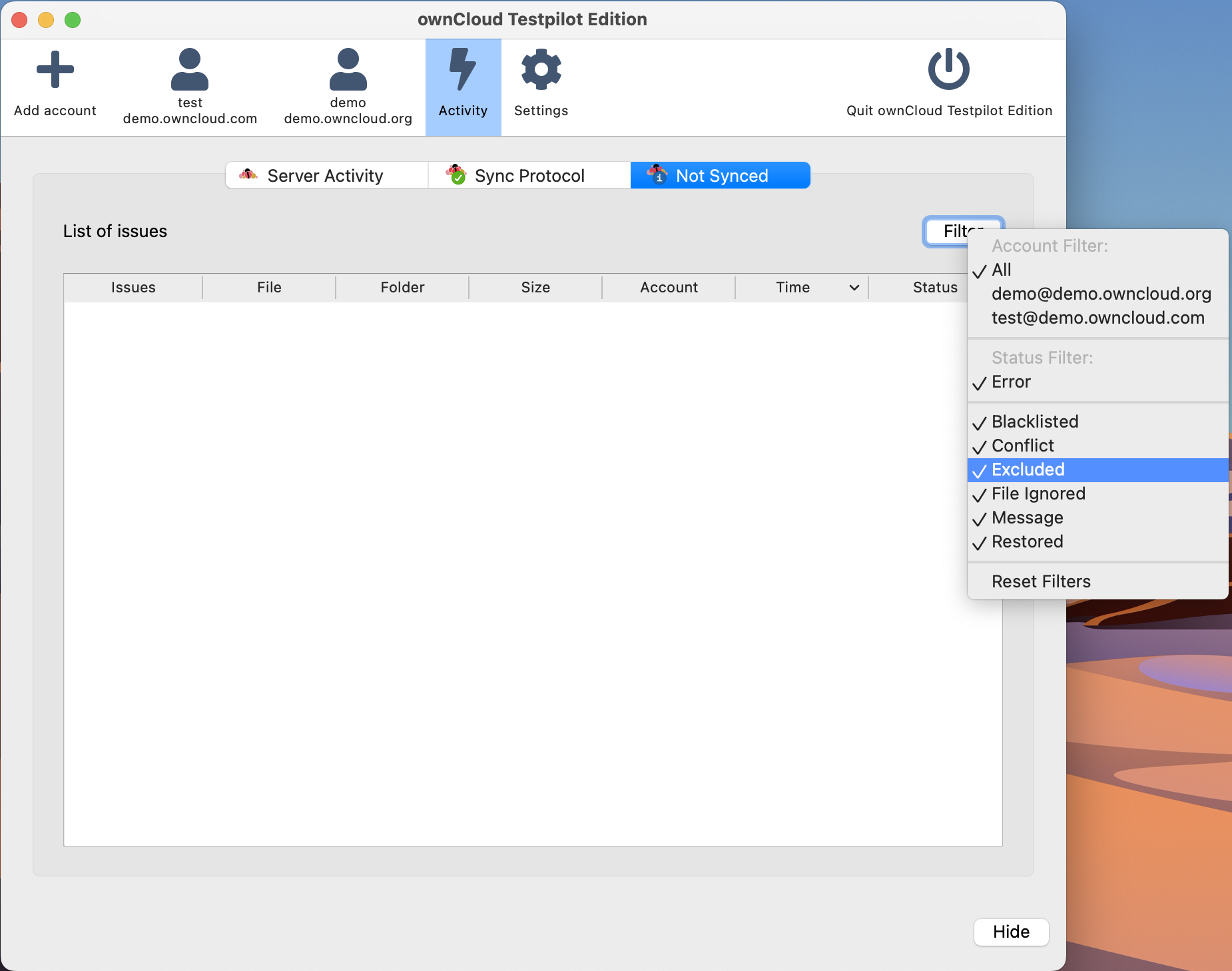 Activity Persist Filter Settings · Issue 10884 · Owncloudclient · Github