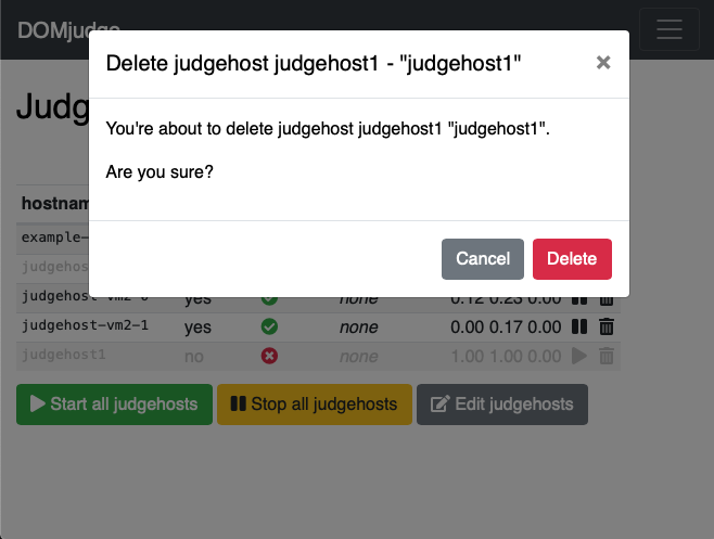 Cannot delete a judgehost from the web interface · Issue #857 · DOMjudge/domjudge · GitHub