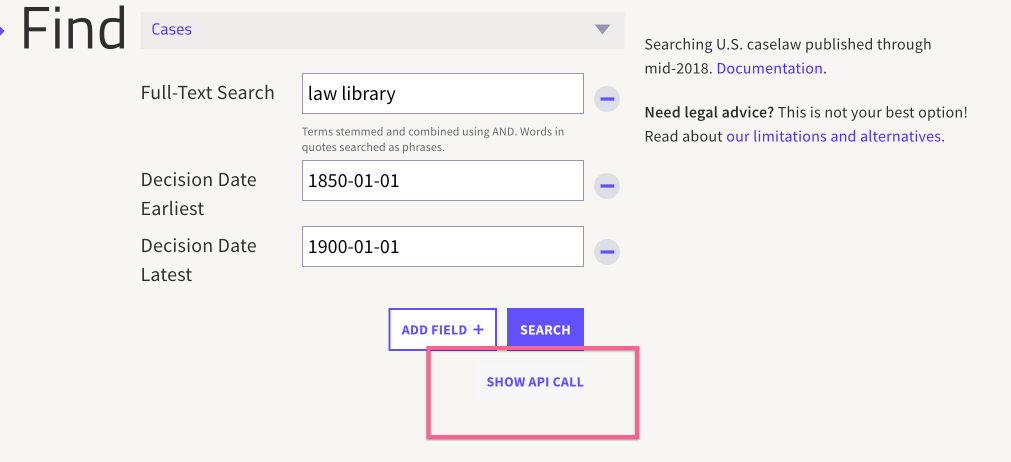 Styling on 'show api call' button · Issue #1170 · harvard-lil/capstone · GitHub