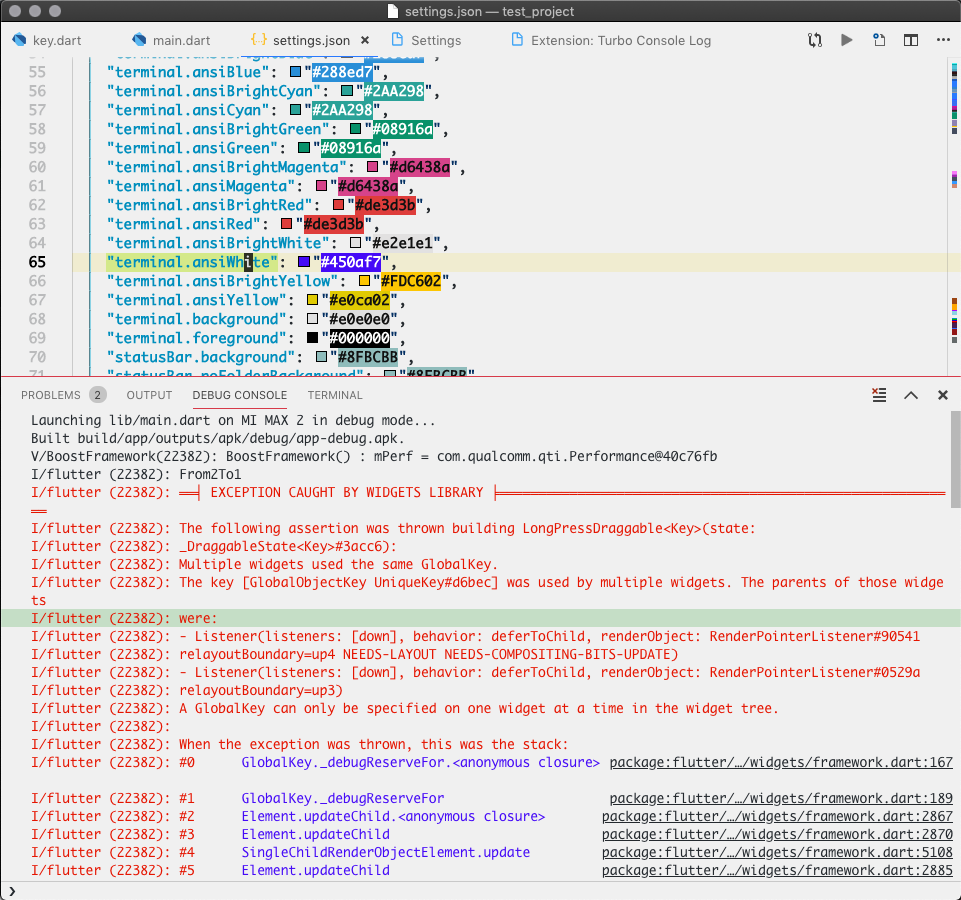 The colors of text in the debug console window are contradict with each other · Issue #1845 ...