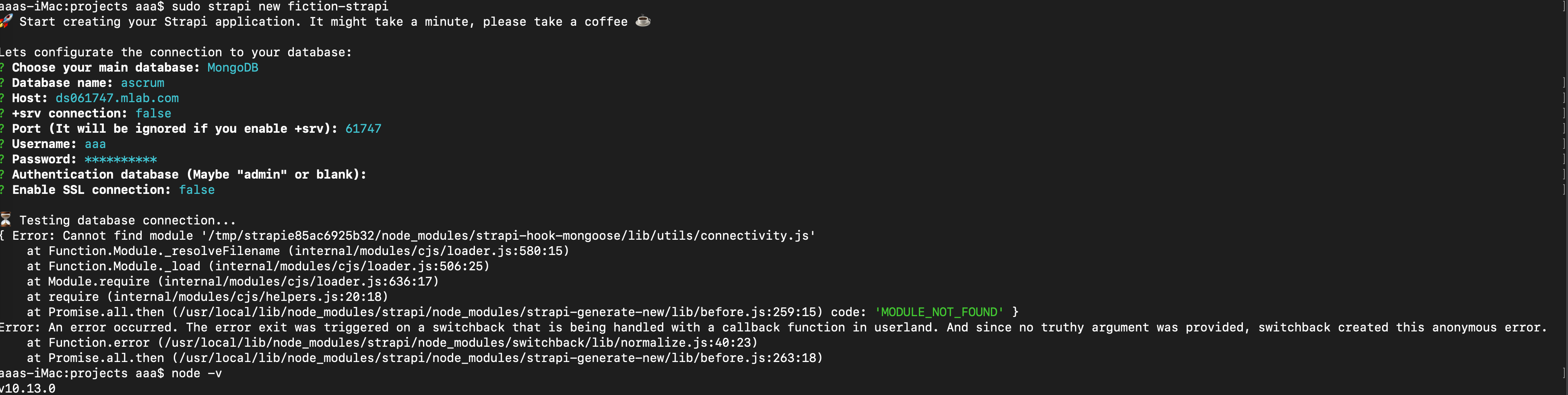 Setup Error · Issue 2381 · Strapistrapi · Github