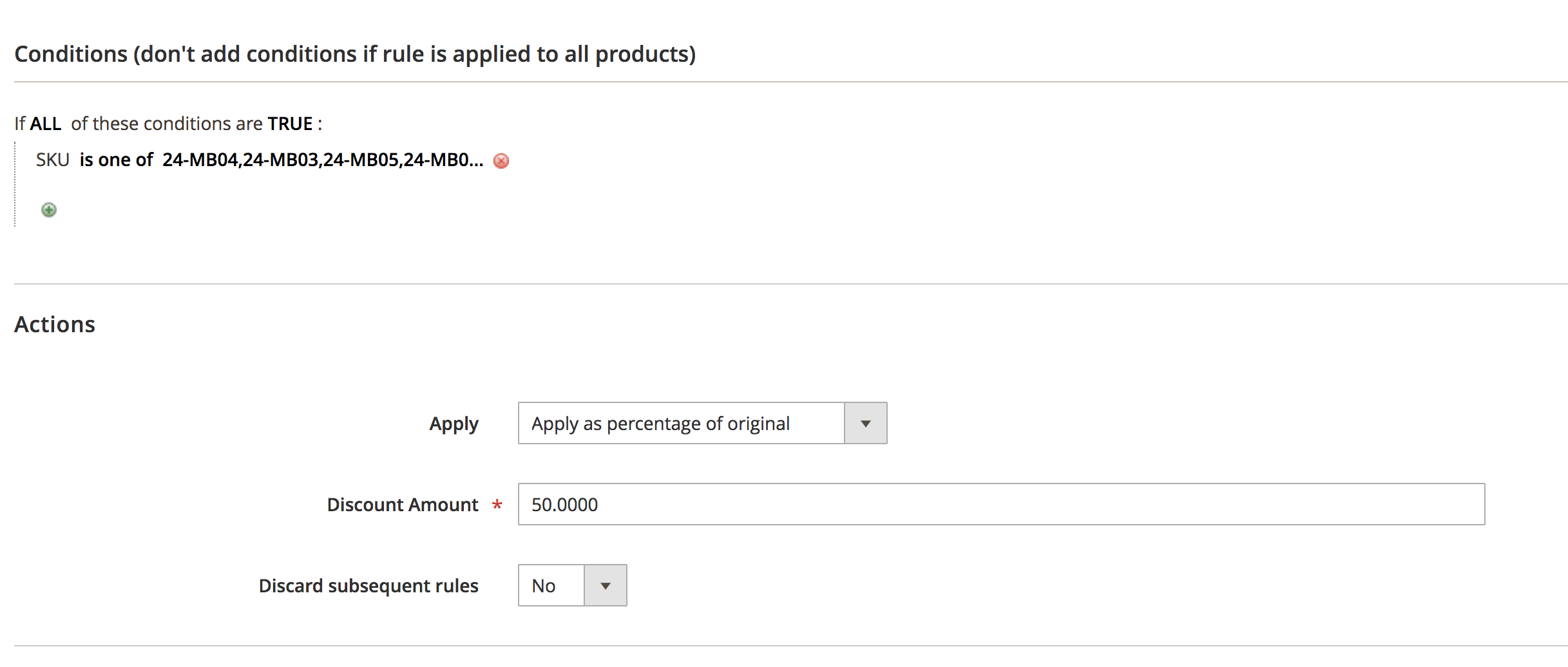 Catalog rule with is oneof/ not one of not working with multiple SKU condition · Issue #21618 ...