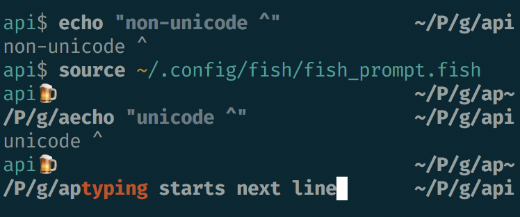 OS X High Sierra: unicode in `fish_prompt` gets wrong length calculated ...
