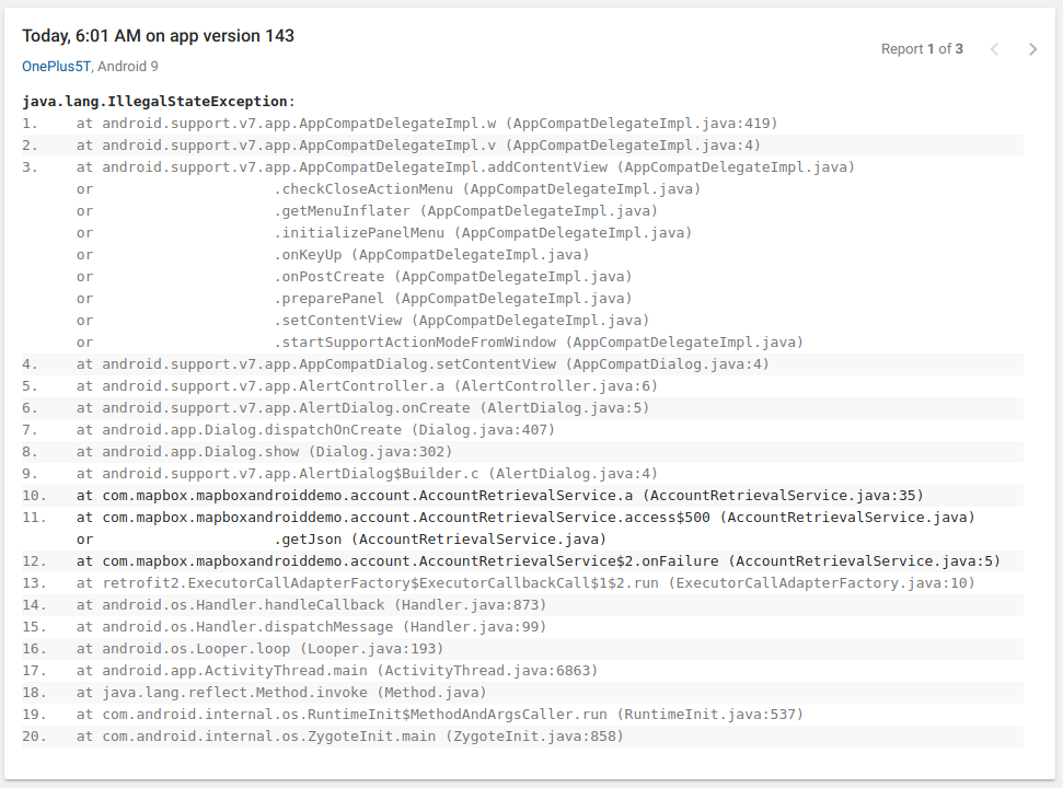 IllegalStateException · Issue #1133 · mapbox/mapbox-android-demo · GitHub