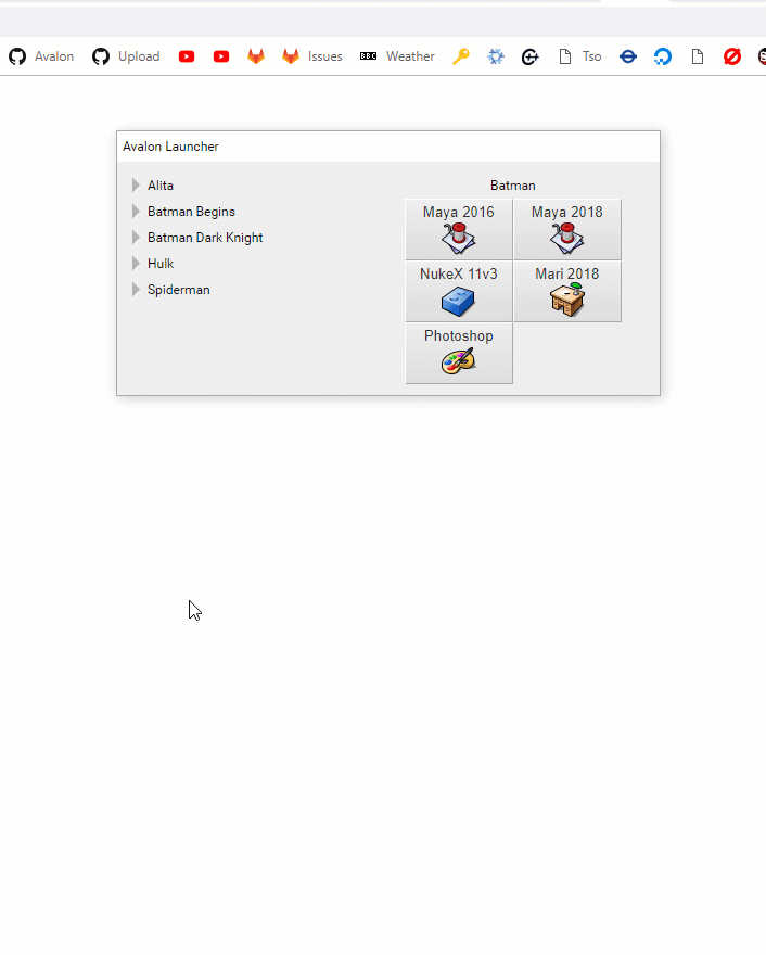 GitHub - mottosso/avalon-launcher2: Experimental Launcher for the ...