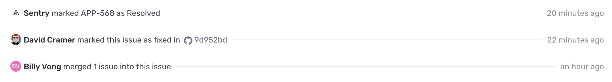 Issue activity item for updating linked statuses · Issue #10259 · getsentry/sentry · GitHub