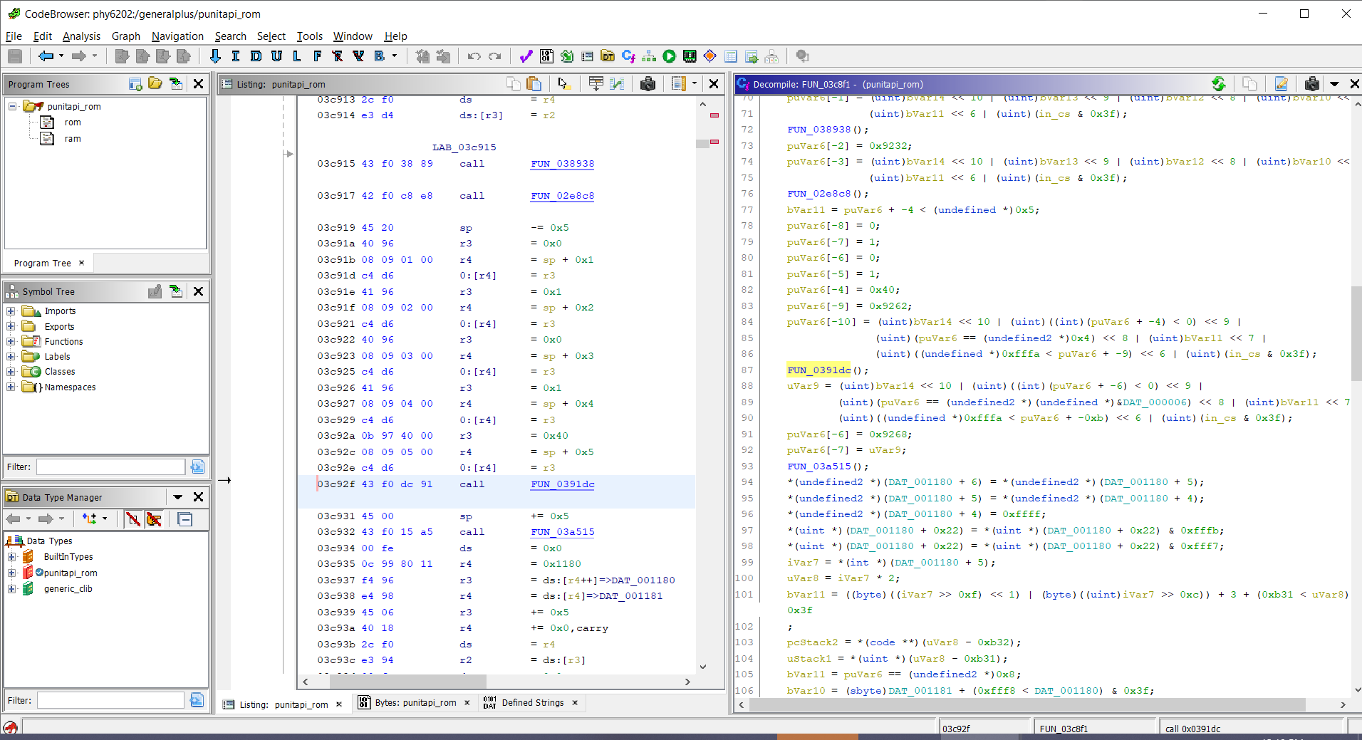 Function call stack operations showing as discrete statements in decompilation with custom ...