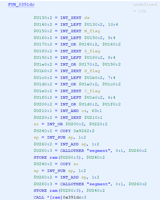 Function call stack operations showing as discrete statements in decompilation with custom ...