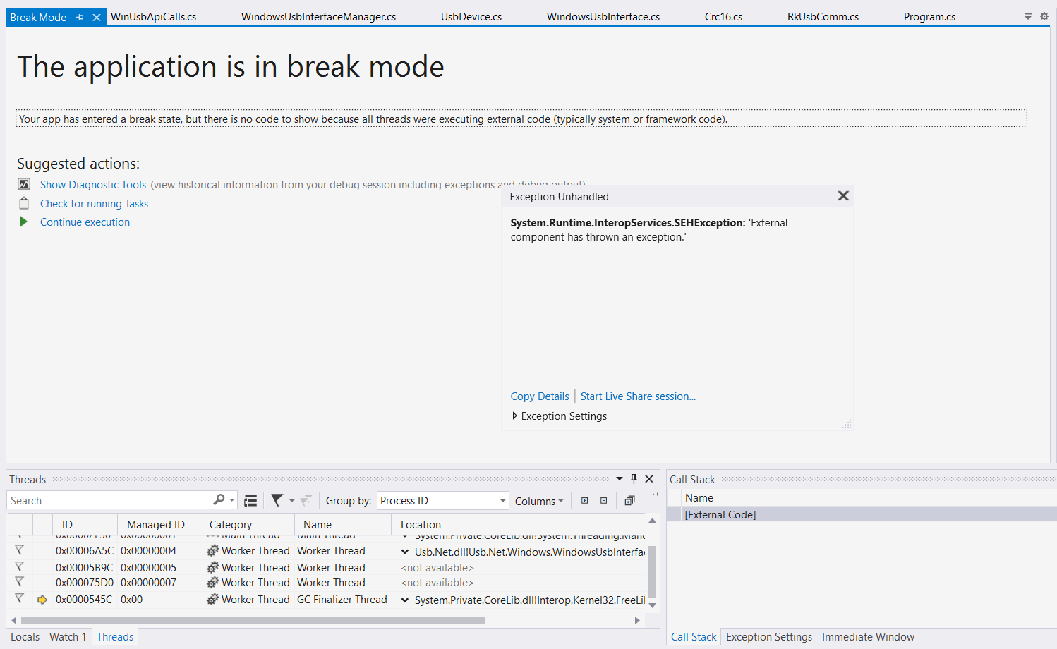 SafeFileHandle from WinUsb_Initialize() being released multiple times ...