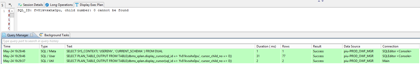 [Oracle] Display Exec Plan sometimes not working in Sessions tool ...